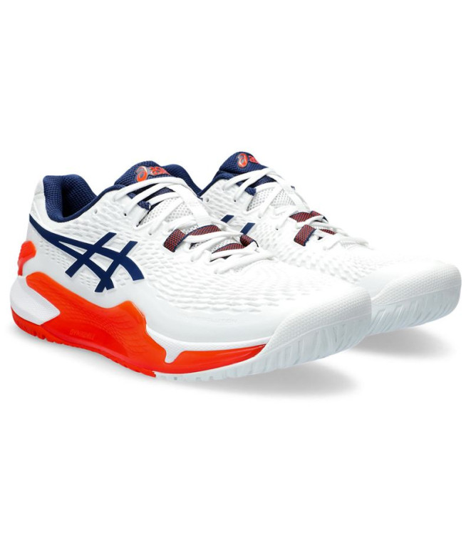 Chaussures de Tennis ASICS Gel-Resolution 9 Homme Blanc/Bleu