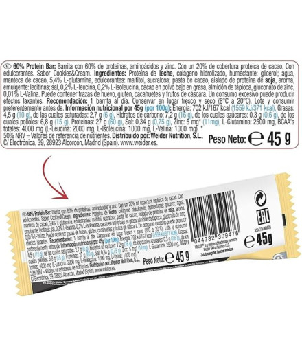 Barritas De Nutrición Weider Cookies | Atmósfera Sport