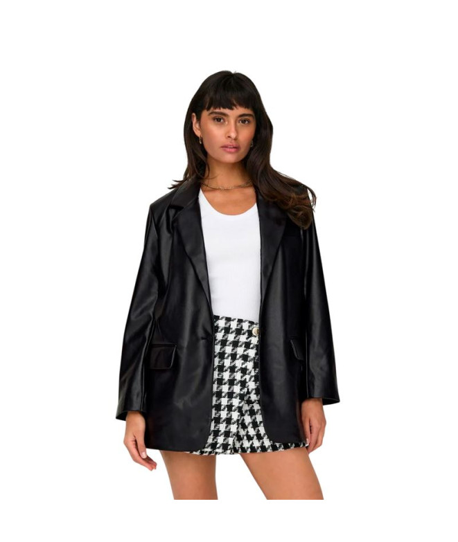Chaqueta Only Onllana Ovs Faux Lea Blazer Tlr Mujer Black